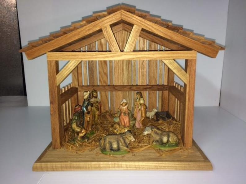 Oak Stable for Nativity Scene, Handmade Stable, Manger, Christmas - Etsy
