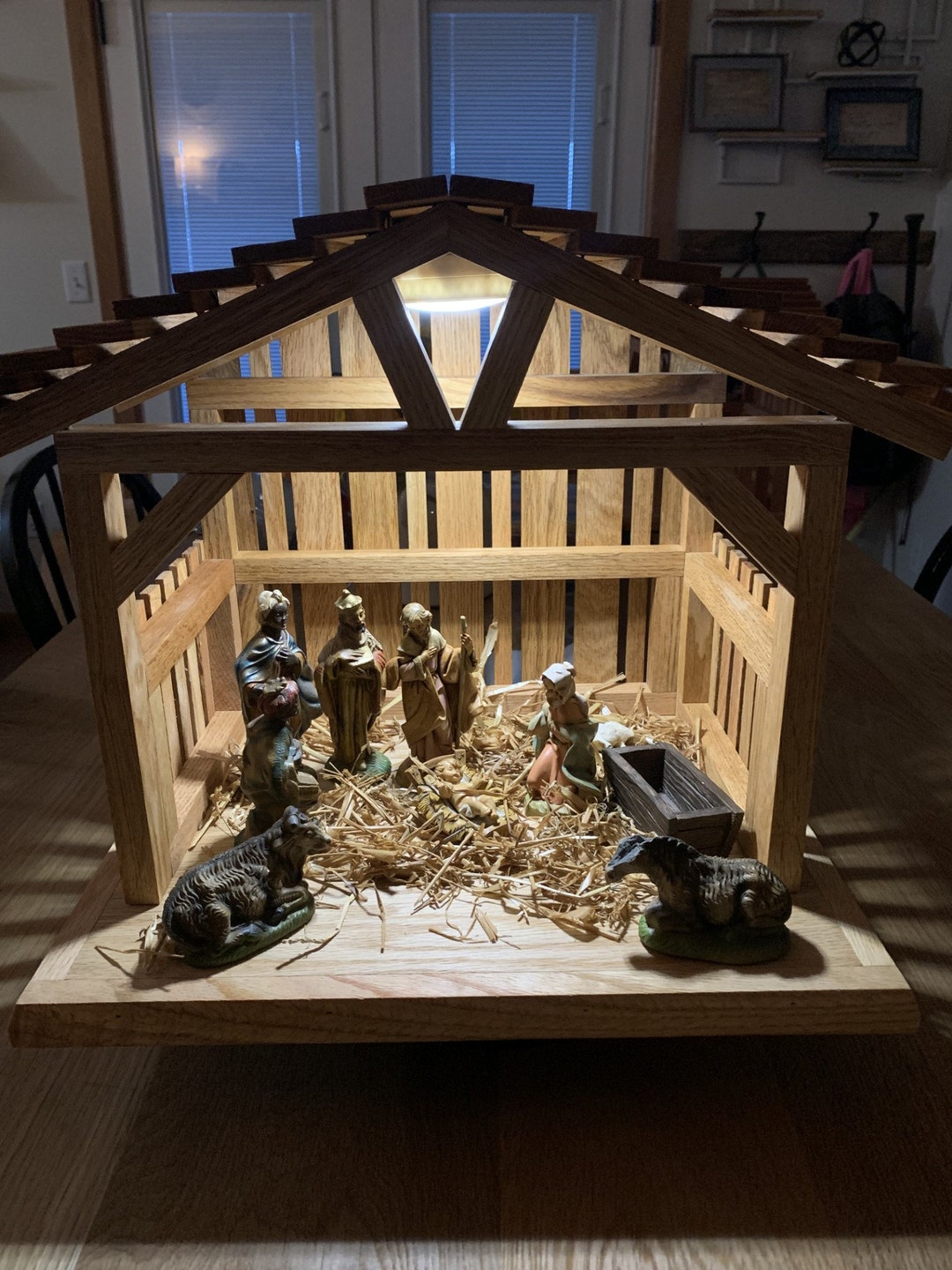 Oak Stable With Remote Lighting, Nativity Stable - Etsy