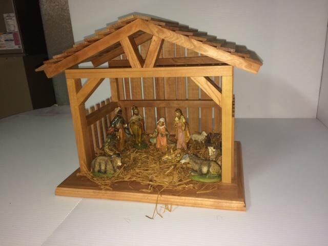 Cherry Wood Stable for Nativity Scene, Handmade Stable, Manger ...