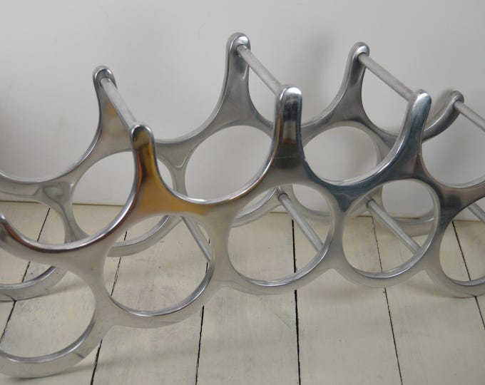 Cast Aluminum Silver Metal Wine Rack, Holds 9 Regular Sized Bottles ...