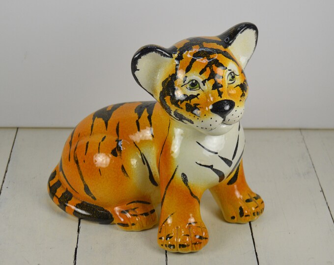 Bellini/joseph Magnin Italian Tiger Cub 7.75", Ceramic Hand Painted ...