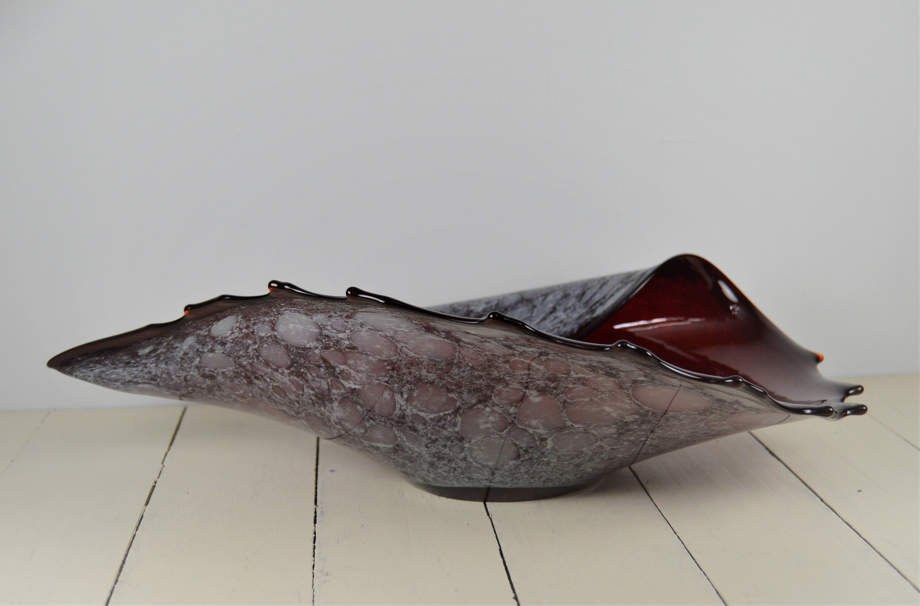 Polish Art Glass Conch Shell 17.25 Red White | Etsy