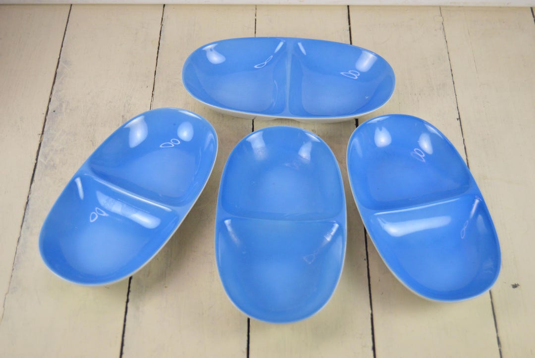Set of 4 Schmid LAGARDO TACKETT 6 5/8" Divided Dishes, 2 Section Bowl ...