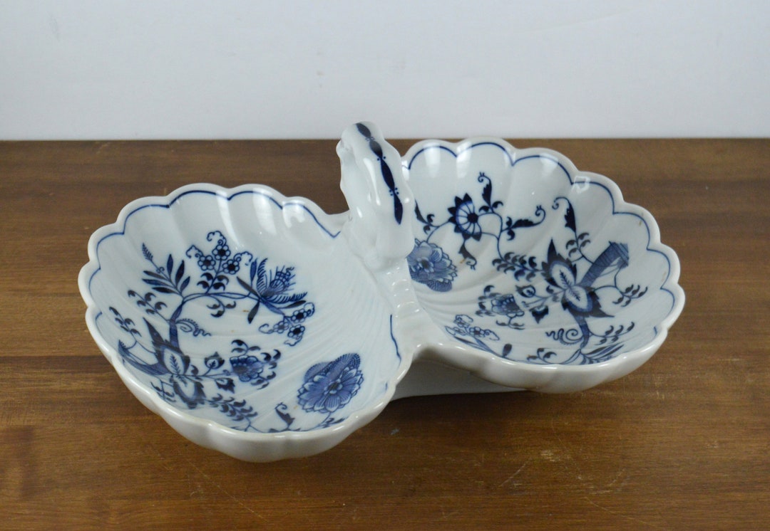 Japan BLUE DANUBE Twin Loop Relish Dish 9.5", 2 Part Section Serving ...