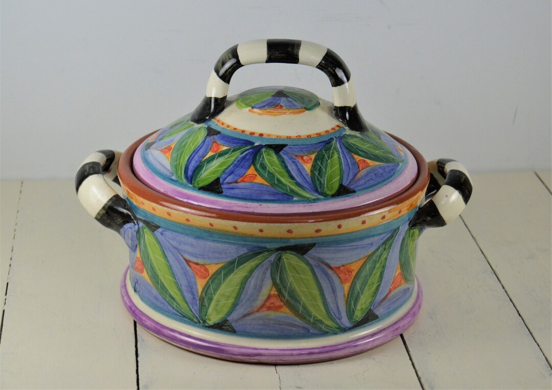 Hand Made Pottery 1.5 Quart Covered Casserole Dish, Artist Stamp ...