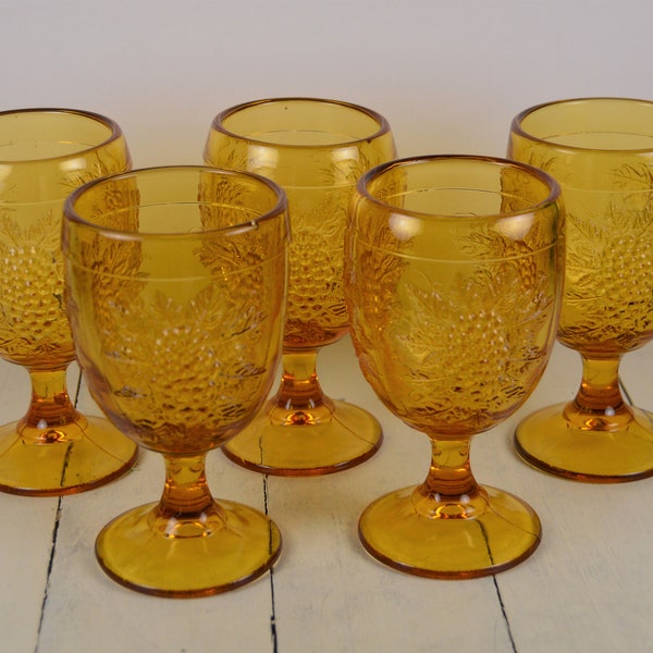 Amber Glass Water Goblets - Etsy
