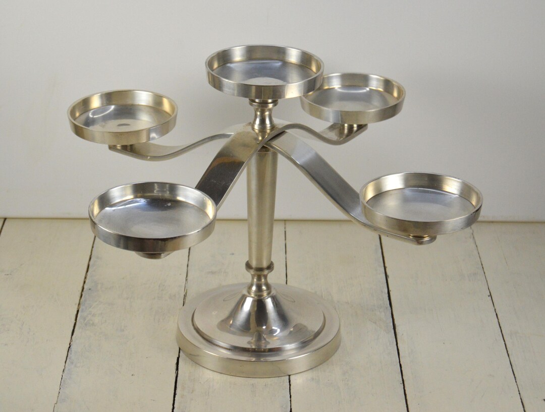 Restoration Hardware Silverplate 5 Pillar Candle Candelabra 9", 4 Arms ...
