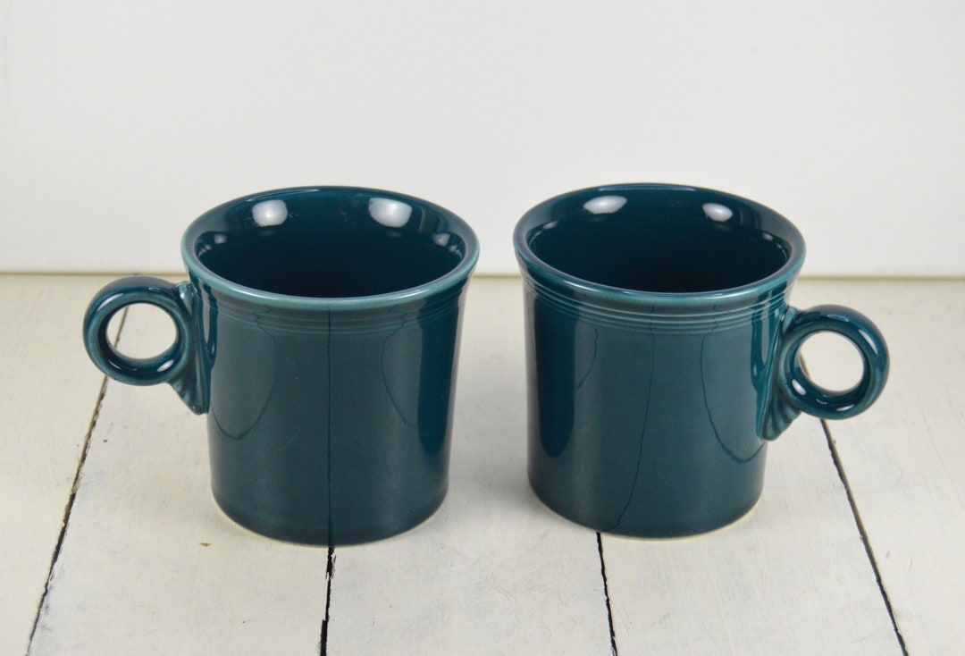 Set of 2 Fiesta JUNIPER Green 10 Oz Mugs, 3.5", Dark Green, Ring Handle ...