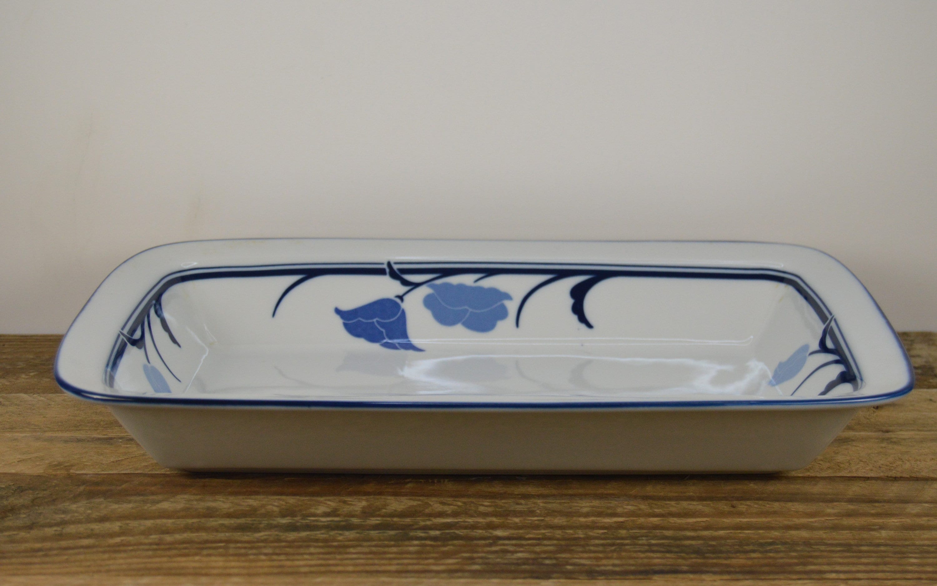 Dansk BELLES FLEURS BLUE 13" Rectangular Baker, Casserole Baking Dish ...