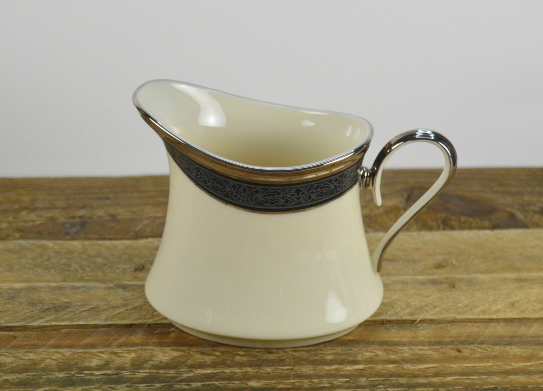 Lenox MOONLIGHT MOOD 10 Oz Creamer Pitcher, Ivory With Black and Green ...