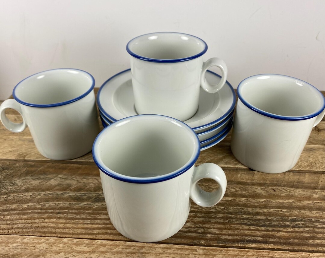 Set of 4 Dansk EPOCH BLUE 8 Oz Cup and Saucers, Dansk Designs Norway NR ...