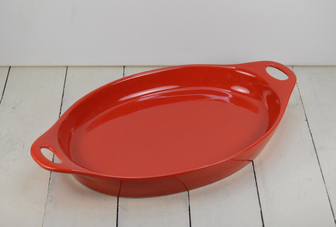 Corning Creations RUBY Red 15" Oval Baking Dish, 42 Oz Large Au Gratin ...