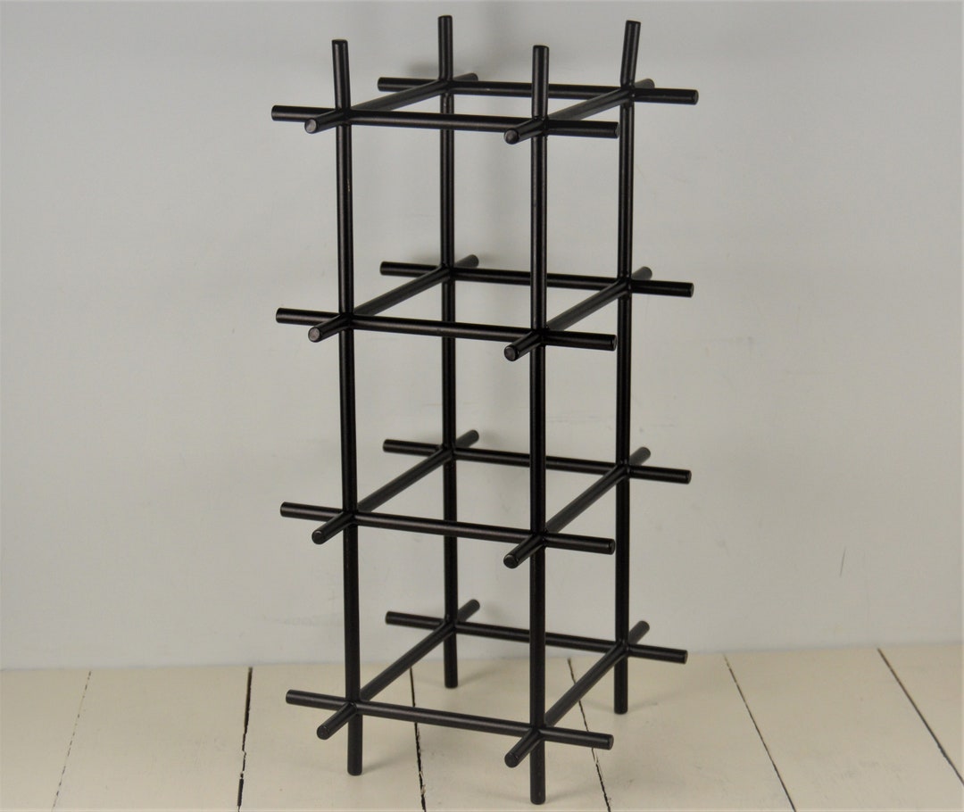 Black Metal Wine Rack, Holds 3 Regular Sized Bottles, Counter Size, 13 ...