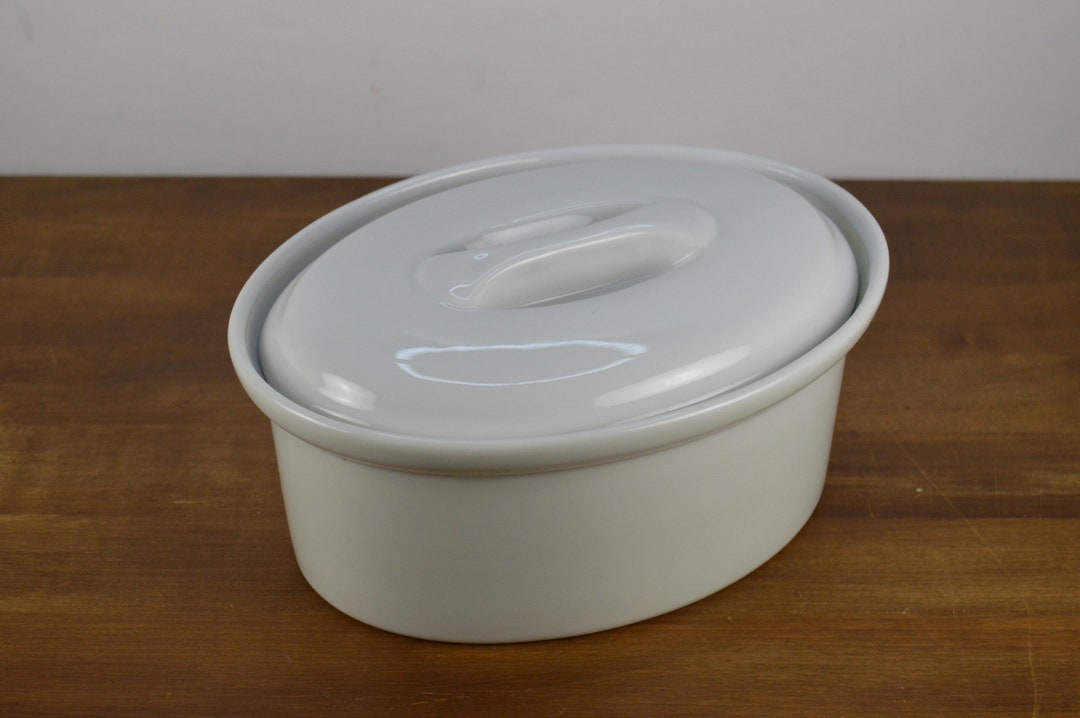 Apilco CLASSIC WHITEWARE 1 Quart Oval Covered Casserole 5, All White, Porcelaine A Feu, Apilco ...