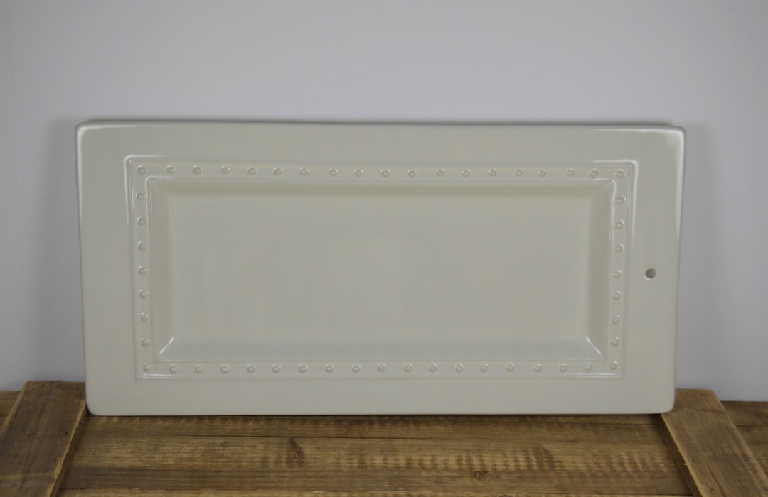Nora Fleming Pearl Dot 15 Rectangular Platter, With Hole for Minis, No Mini Included, Ivory ...