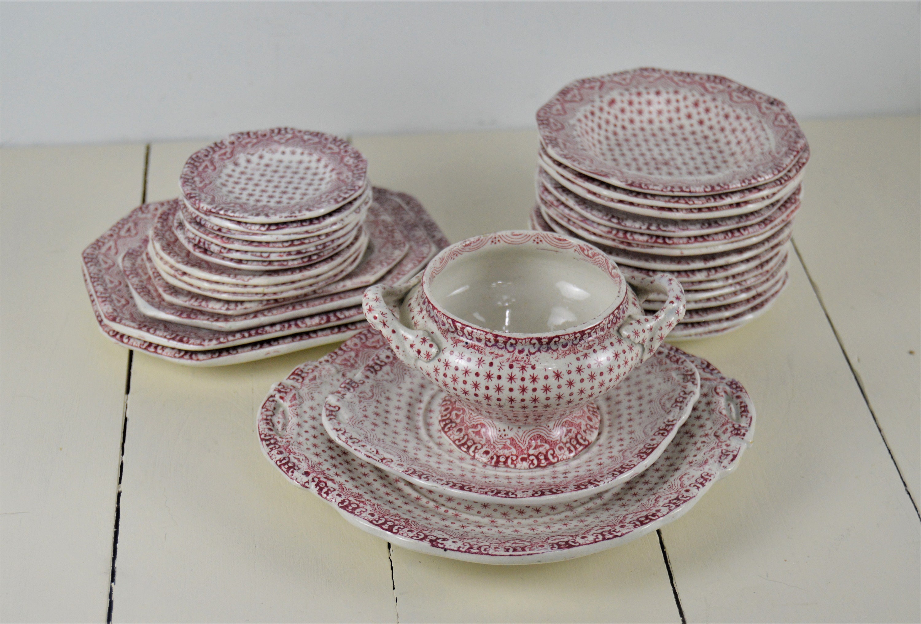 30 Pcs English Staffordshire Pearlware DIMMOCK DIMITY Red - Etsy