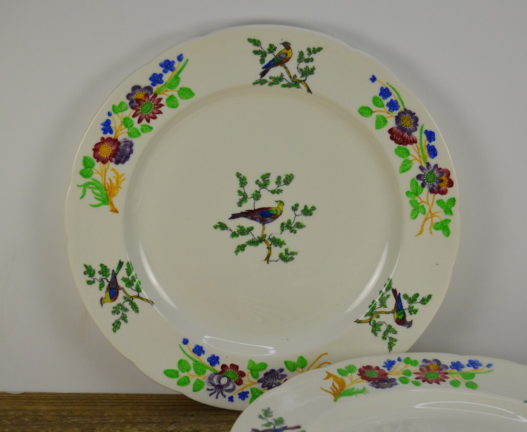 Set of 6 Copeland Spode GOLDEN STATE? With Birds 10.25" Dinner Plates ...