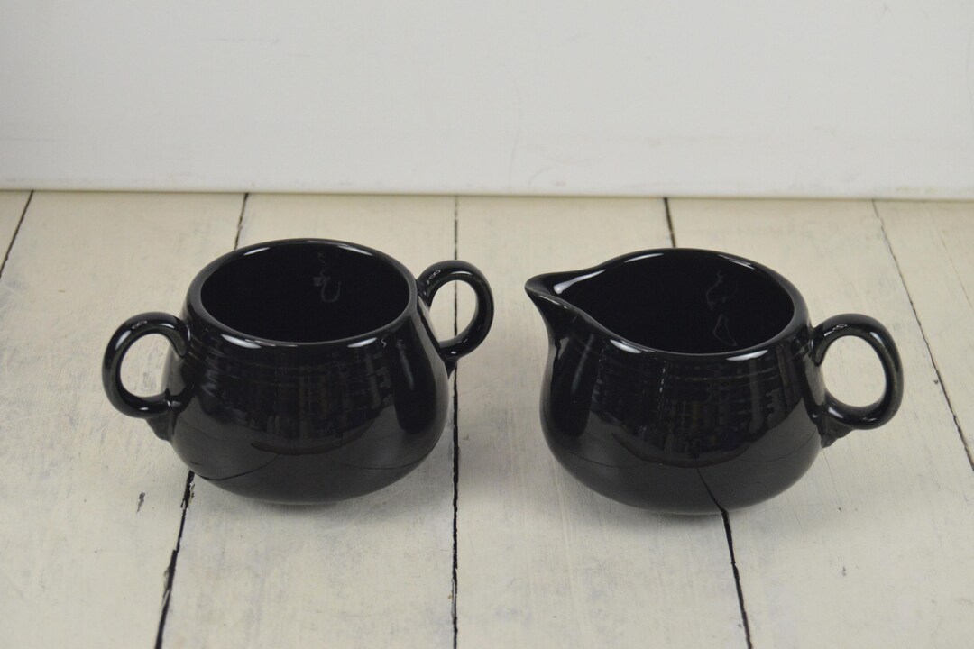 Fiesta BLACK Cream and Sugar Set, Breakfast Set, Sugar Bowl Missing Lid ...