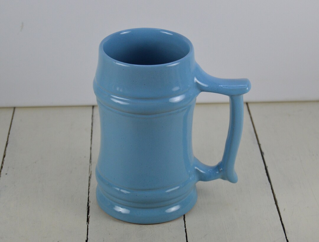 Frankoma Robin's Egg Blue M2 Beer Stein 5.75", All Solid Blue, Square ...