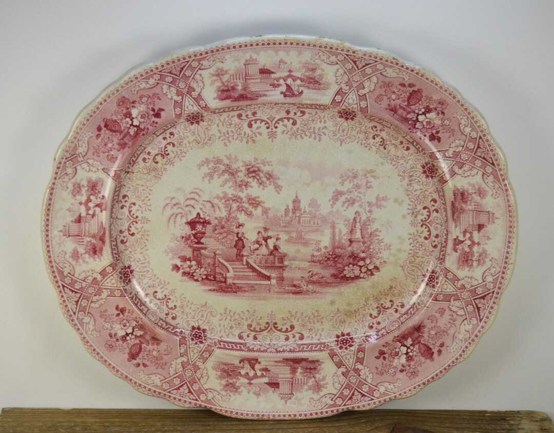 Staffordshire SPANISH VILLA 15.5" Rectangular Platter, People Stairs ...