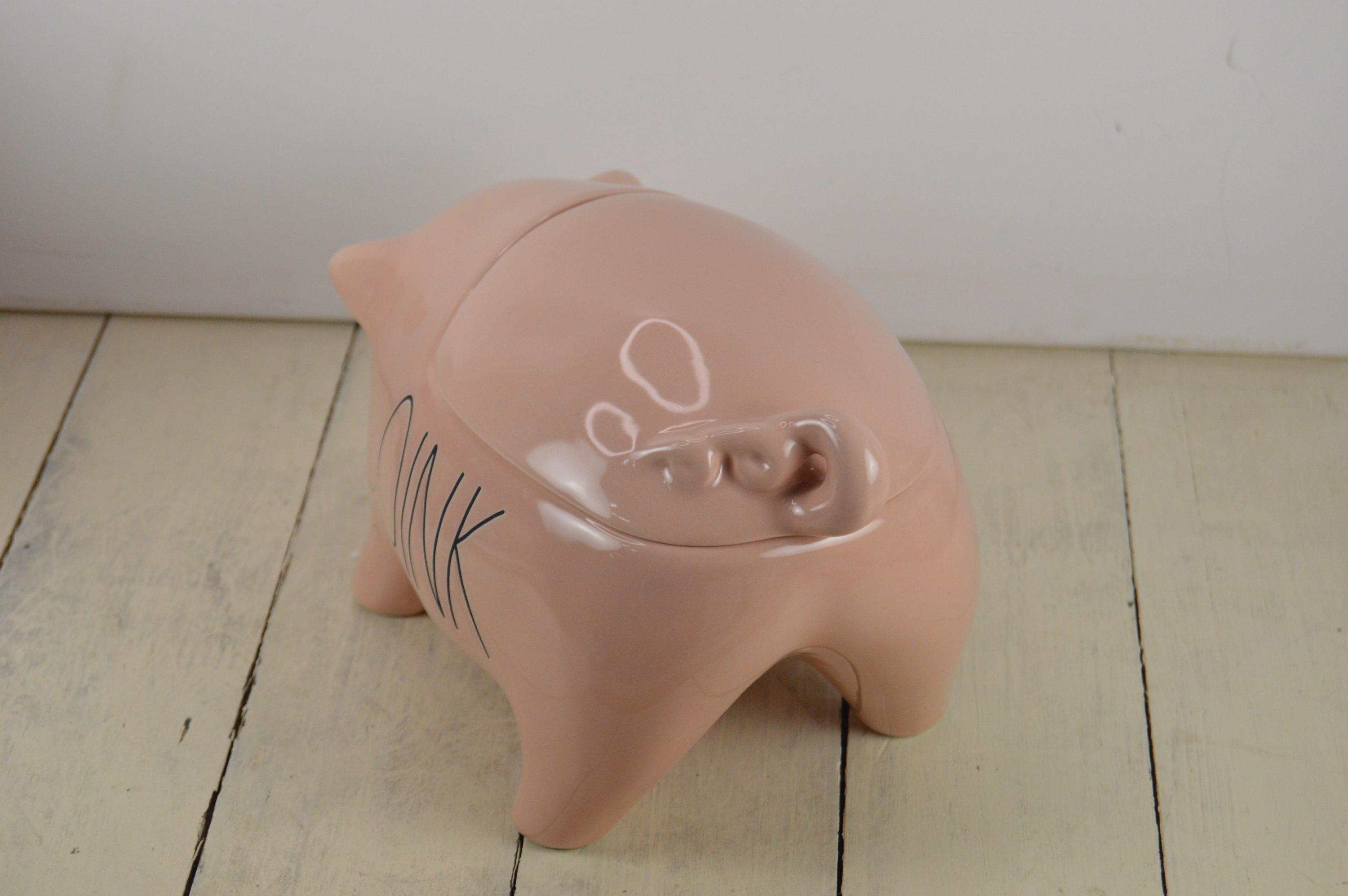 Rae Dunn OINK Pink Pig Canister Jar With Lid, Curly Tail Handle ...