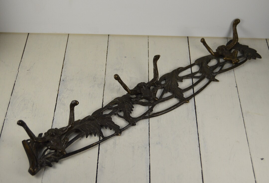 Metal Wall Hanger With Monkey Arm Hooks 19.5", Three Monkeys, Unique ...
