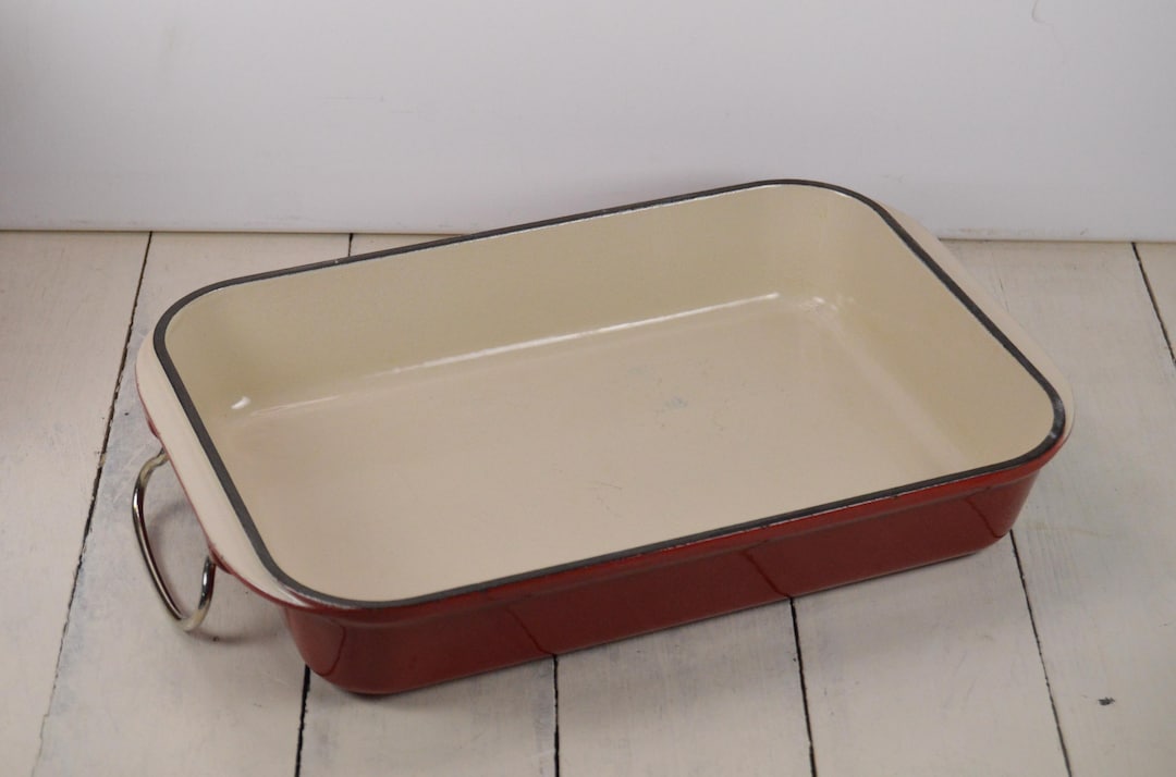 Le Creuset France Red Enamel Cast Iron 12.5" Rectangular Roasting Pan ...