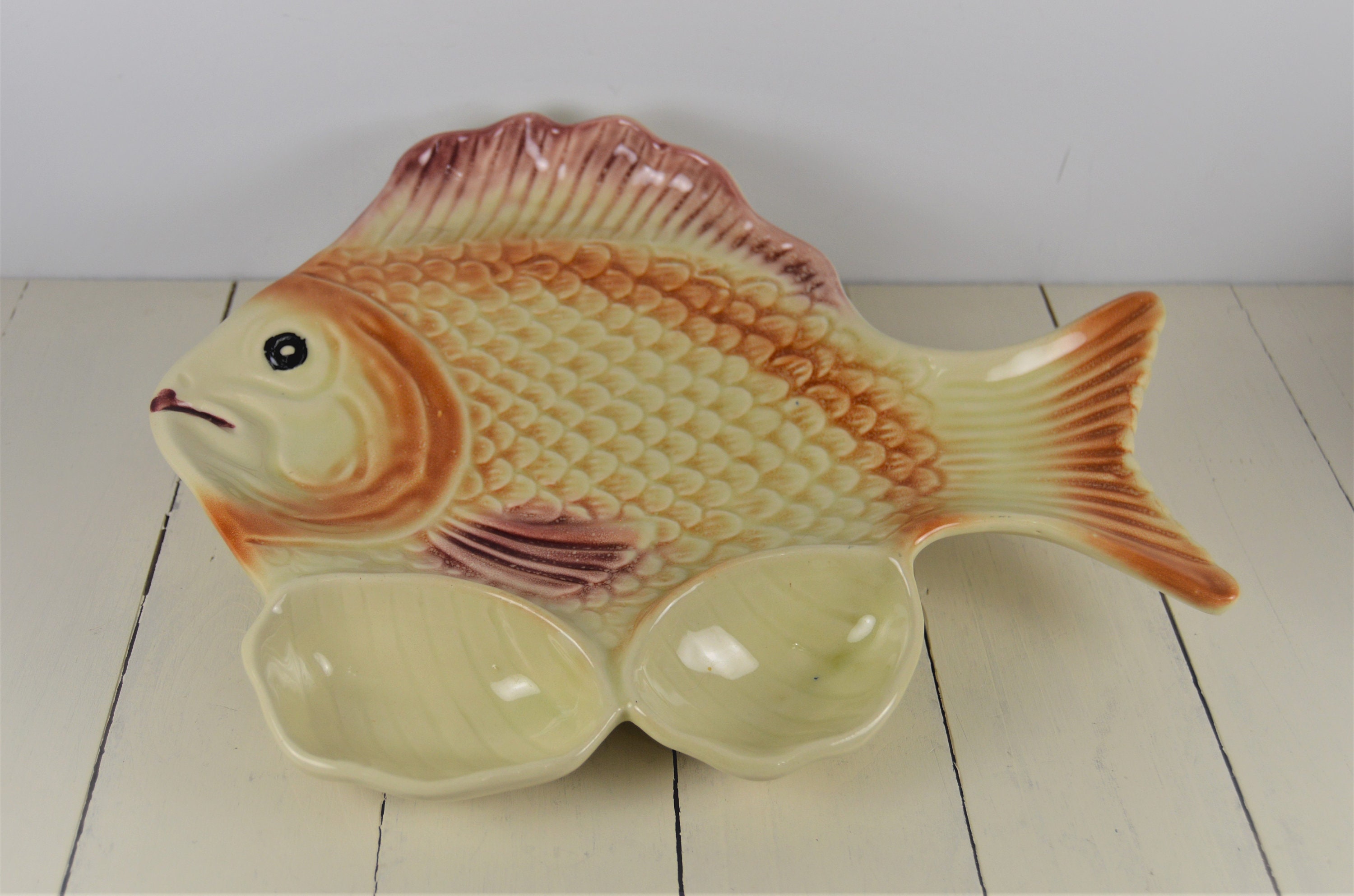 Vintage Heavy Ceramic Fish Platter 13.5 Two Shells for - Etsy