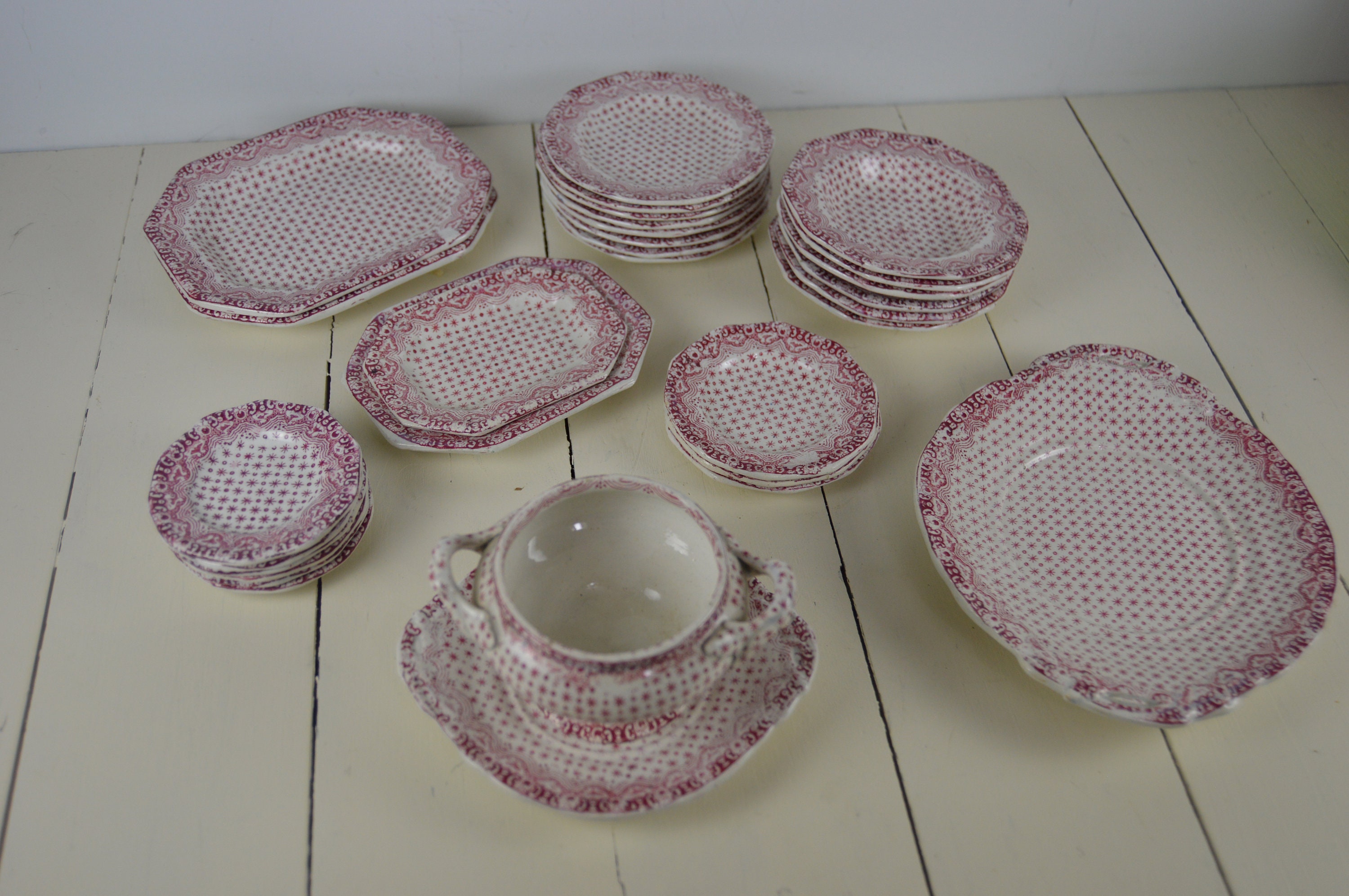 30 Pcs English Staffordshire Pearlware DIMMOCK DIMITY Red - Etsy