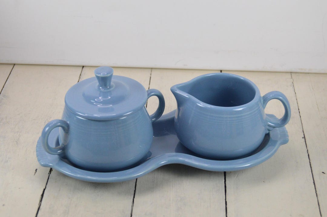 Fiesta PERIWINKLE Blue Cream and Sugar Set With Tray, Breakfast Set ...