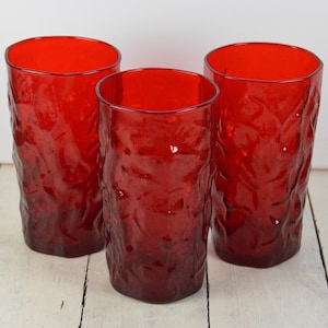 Set of 3 Seneca DRIFTWOOD RED 16 Oz Flat Iced Tea Glass 5.5", Water ...
