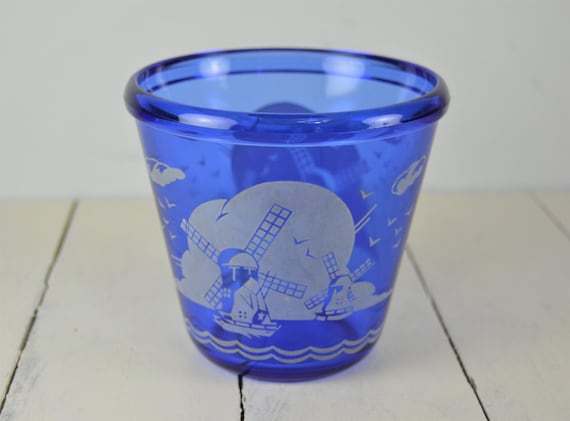 Hazel Atlas WINDMILL Cocktail Shaker Mixer 4.25 Cobalt | Etsy