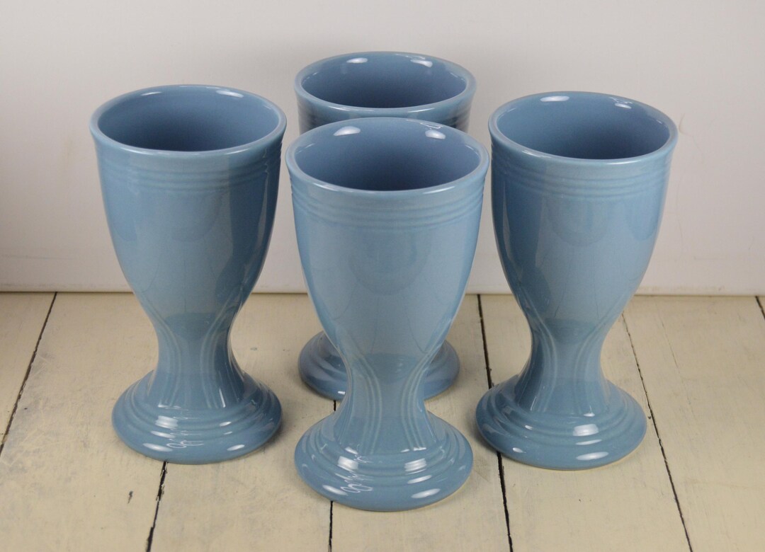 Set of 4 Fiesta PERIWINKLE Blue 12 Oz China Goblets 6 5/8", Retired ...