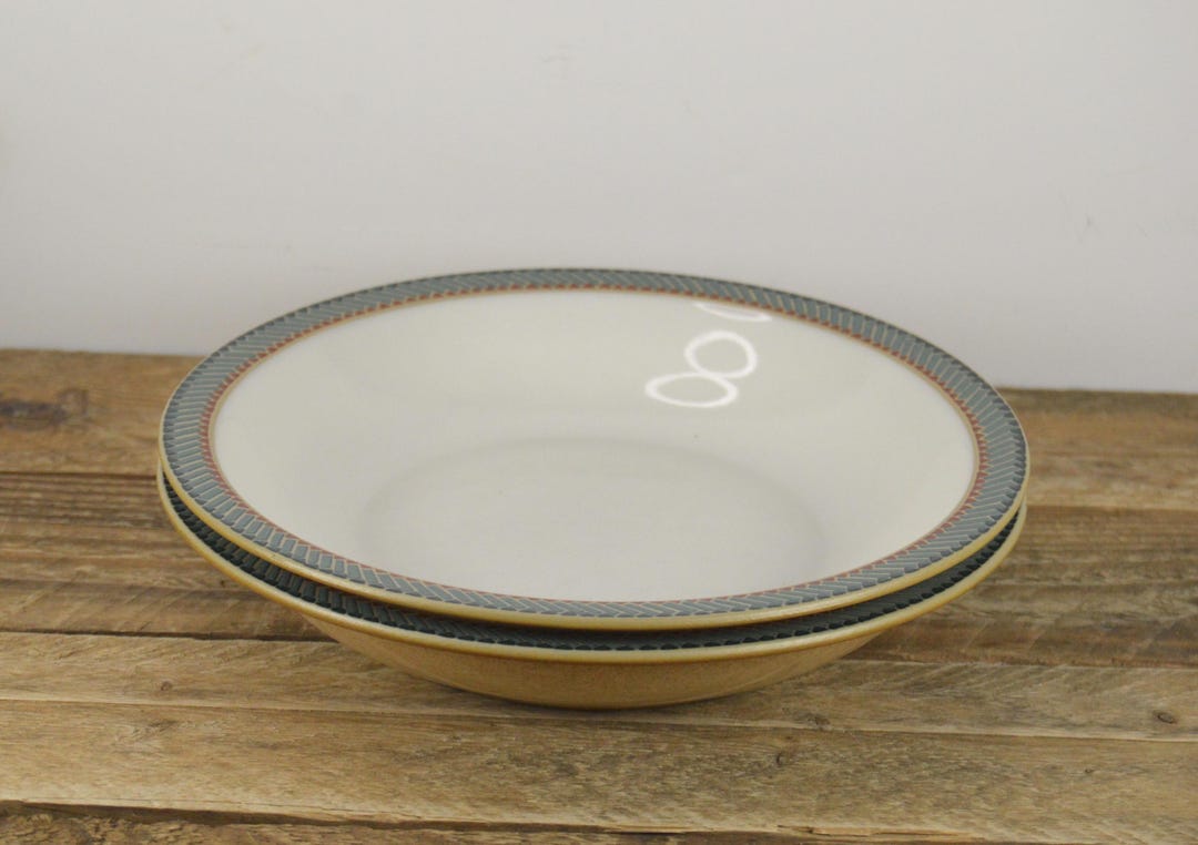 Set of 2 Denby-langley LUXOR 8 3/8" Rim Soup Bowls, White Tan Underside ...