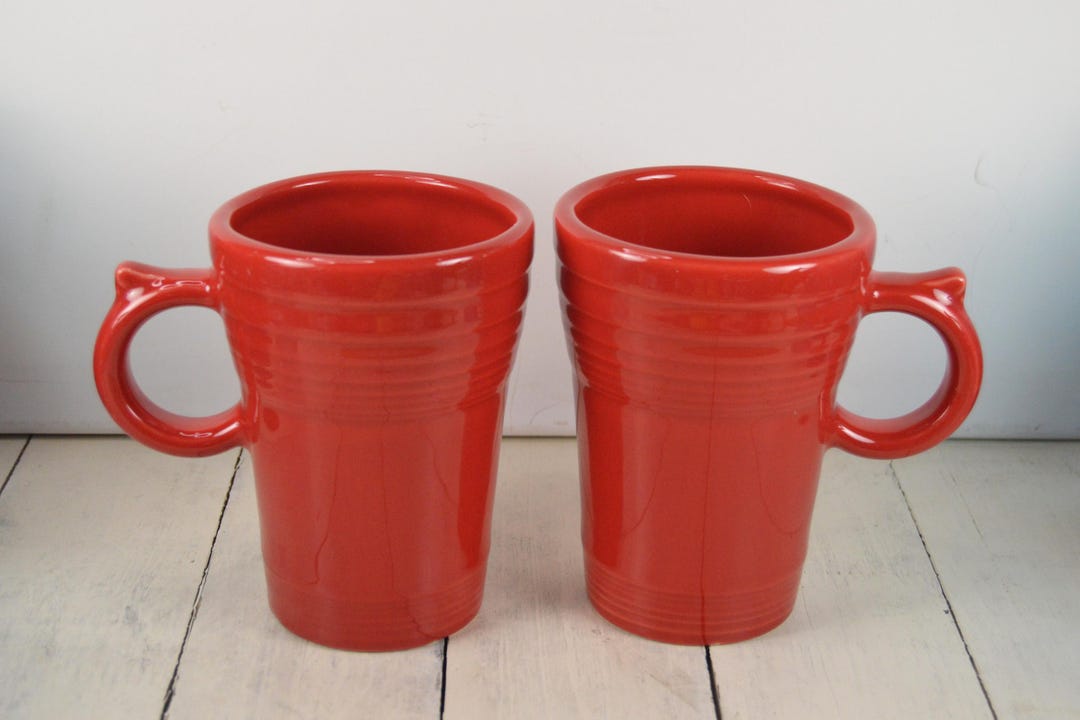 Set of 2 Fiesta SCARLET Red 18 Oz Latte Mugs, 5.25, Round Handle, Tall ...