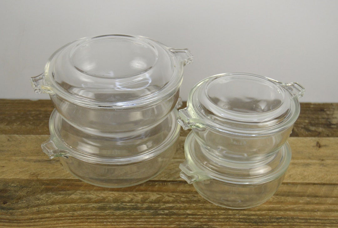 4 Pyrex Originals Individual Casserole Dishes With Flat Lids, 2) 019 2. ...