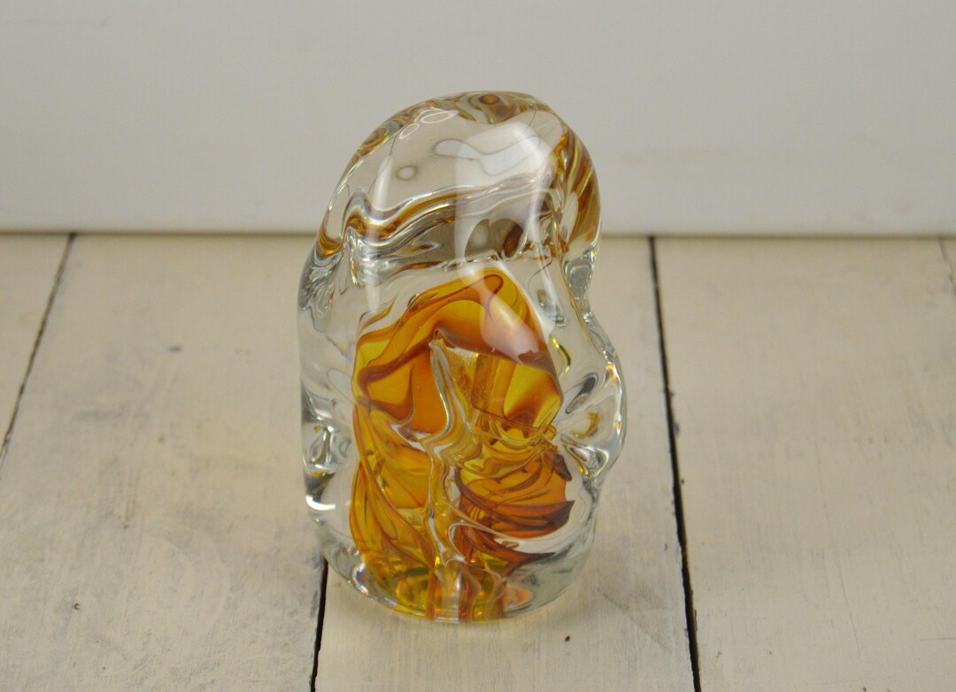 BRIAN LONSWAY Art Glass Tall Paper Weight Sculpture 4.75, Studio Art ...