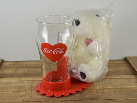 3 Piece Coca-cola Heart Set 1 22 Oz Glass With Red Heart | Etsy