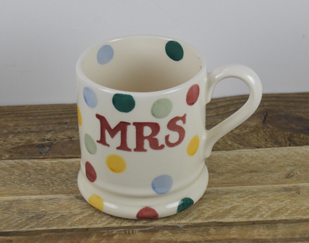 Emma Bridgewater MRS 12 Oz Mug, Off-white With Colorful Polka Dots ...