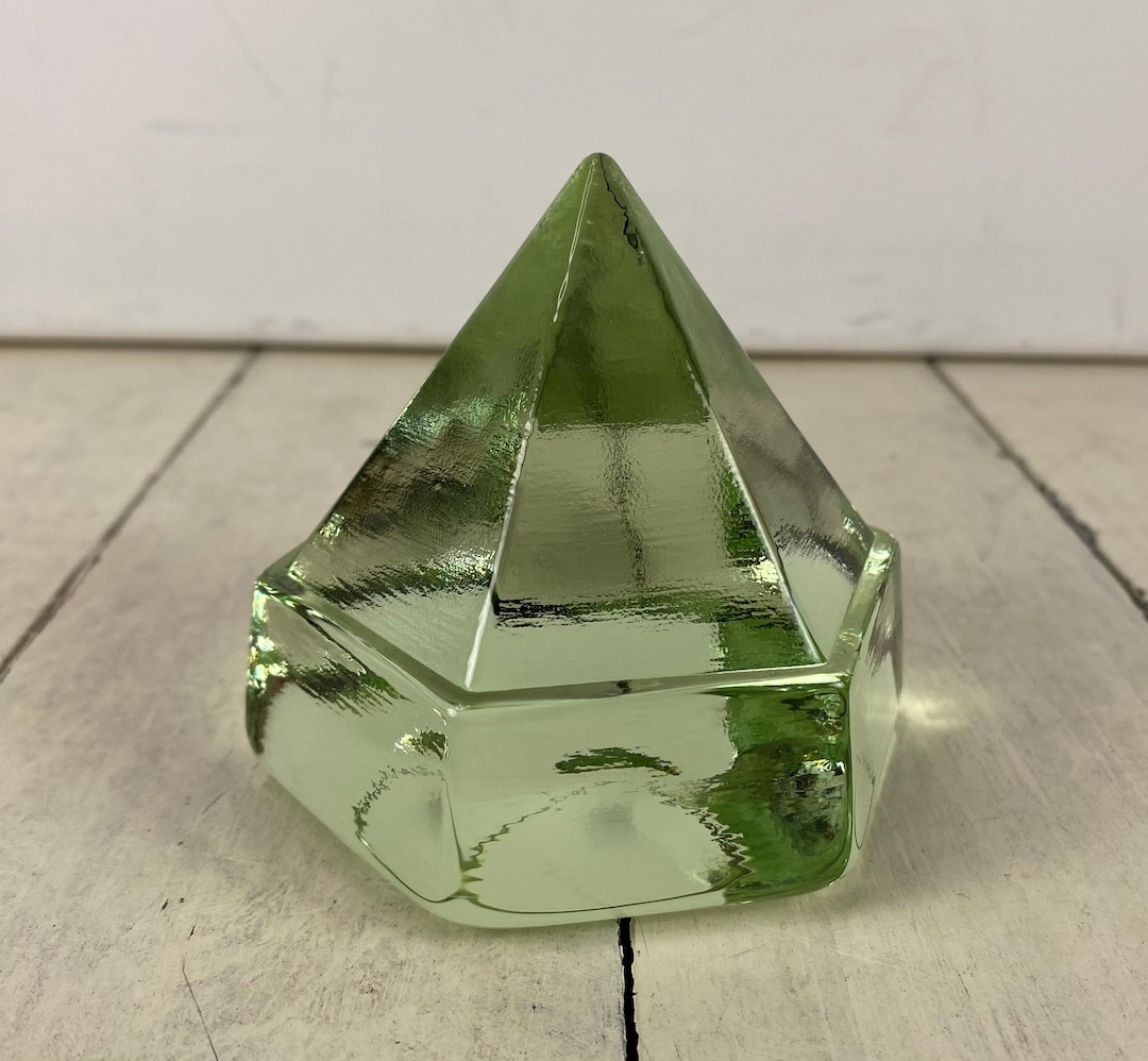 Green Glass Ship Prism 3", Small Pyramid Hexagonal Nautical Ship Deck ...