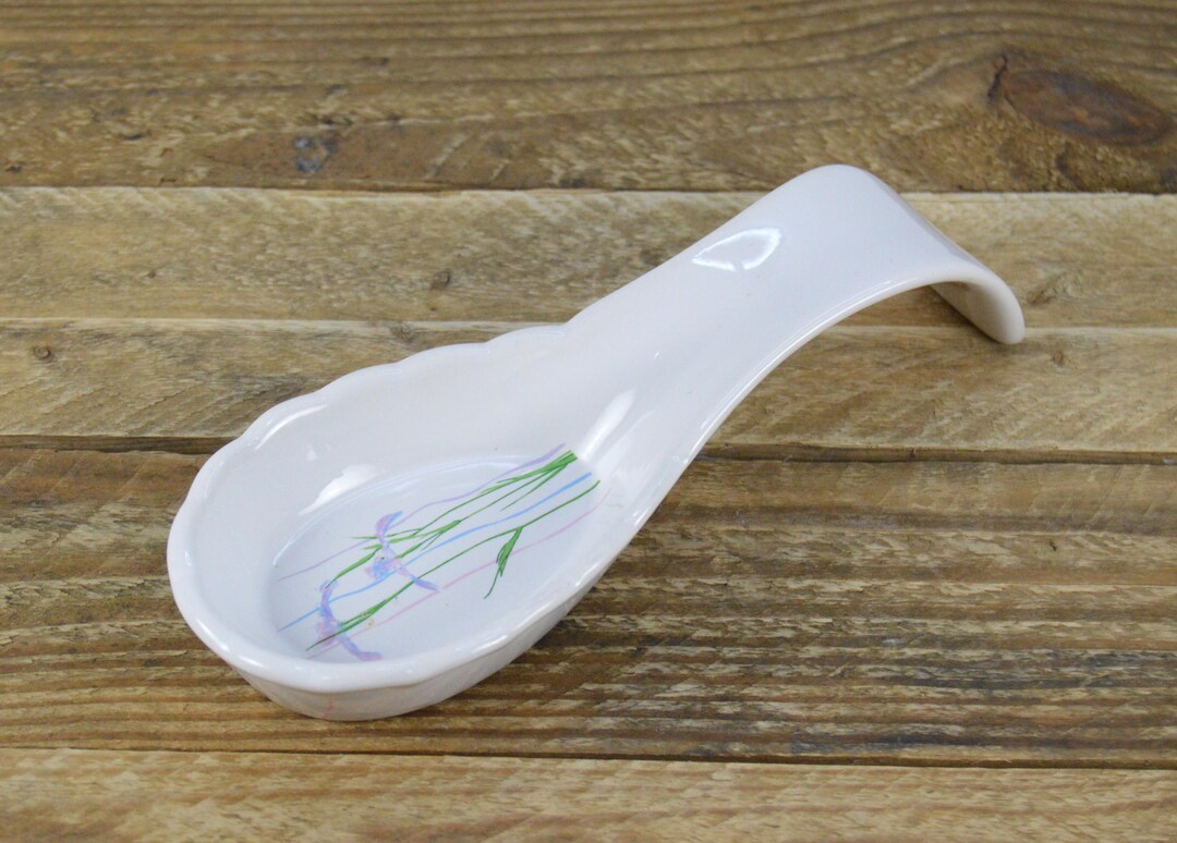 Corelle SHADOW IRIS Spoon Rest 8", Single Spoon Rest, White Stoneware ...