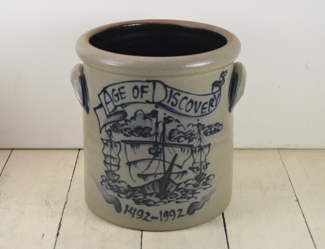 Rowe Pottery Works AGE of DISCOVERY 1492-1992 3/4 Crock With Handles 7 ...