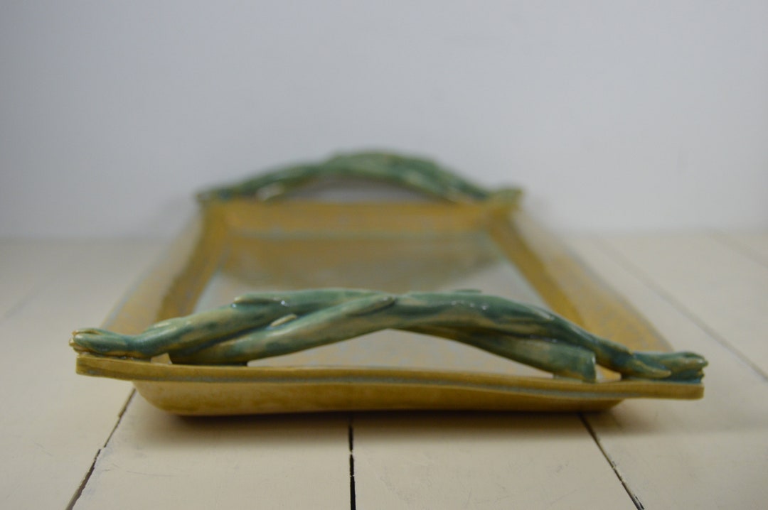 Marilyn Stover STOVER POTTERY 15" Tray With Asparagus Handles, Studio ...