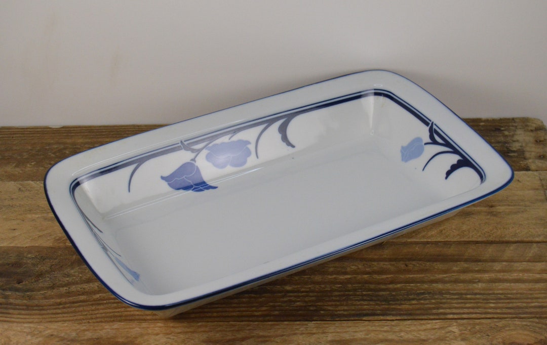 Dansk BELLES FLEURS BLUE 13" Rectangular Baker, Casserole Baking Dish ...