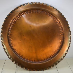 Drumgold 102-18 Large Round Copper Tray 17 5/8", Hand Hammered, Dot ...