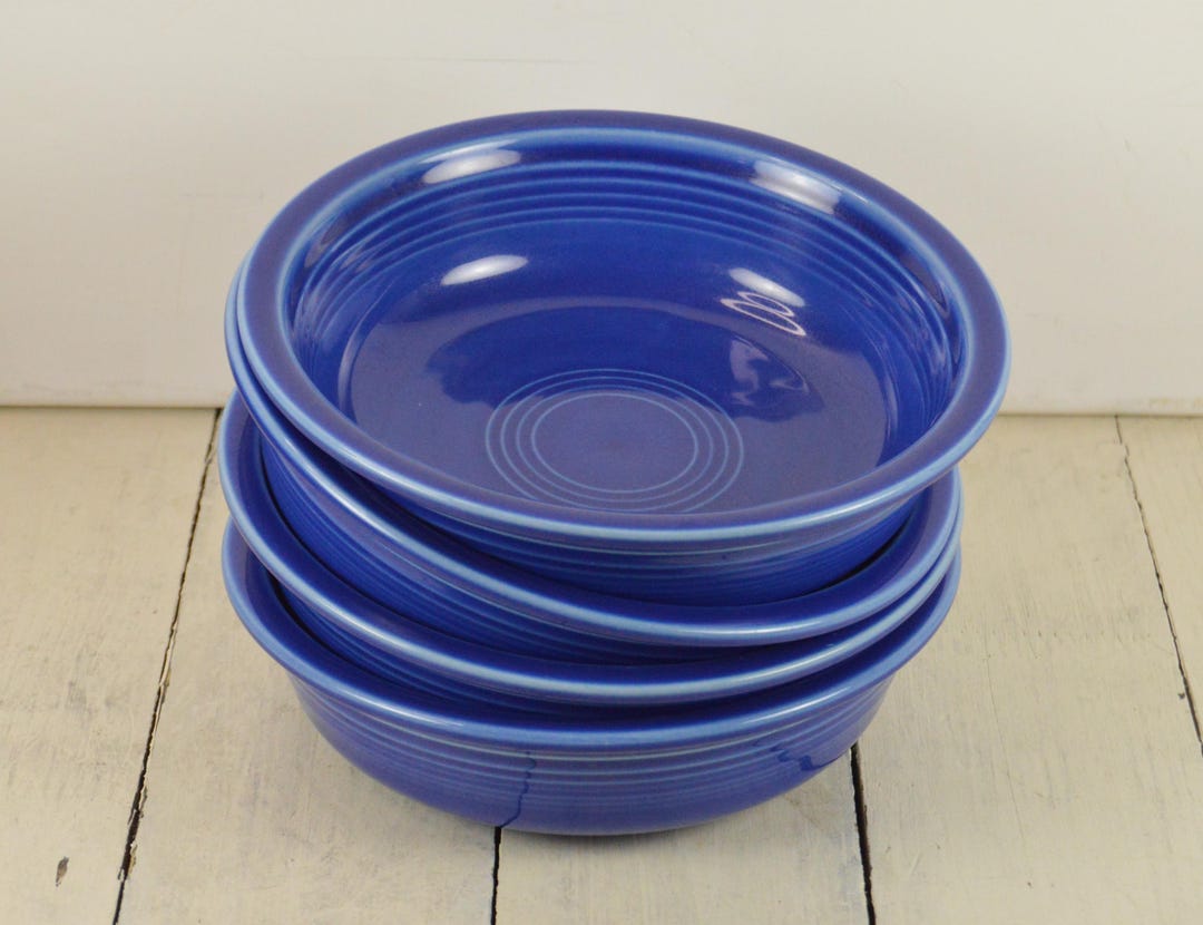 Set of 4 Fiesta SAPPHIRE Blue 6 7/8" Coupe Soup Bowls, Bright Medium ...