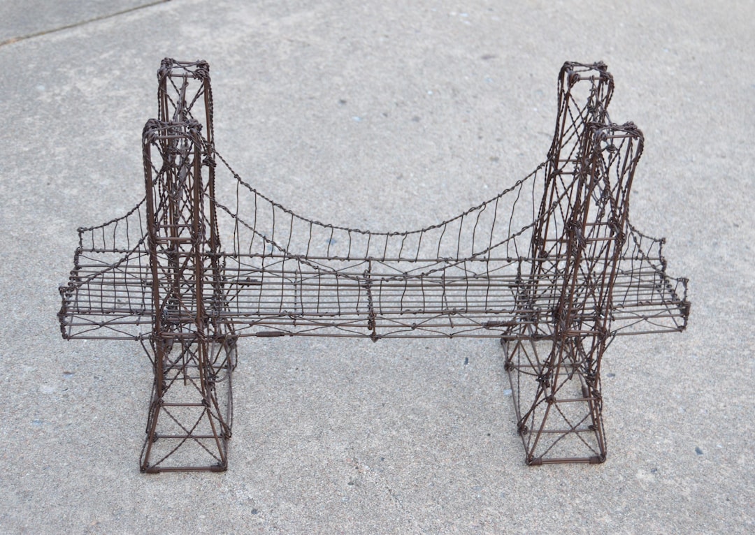Brutalist Art Metal Wire BROOKLYN BRIDGE Sculpture 16" X 26.5 ...