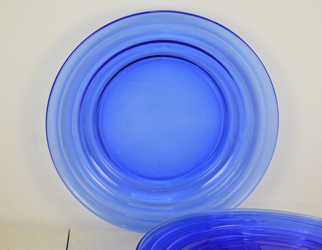 Set of 5 Hazel-atlas MODERNTONE Cobalt Blue 8 7/8" Dinner Luncheon ...