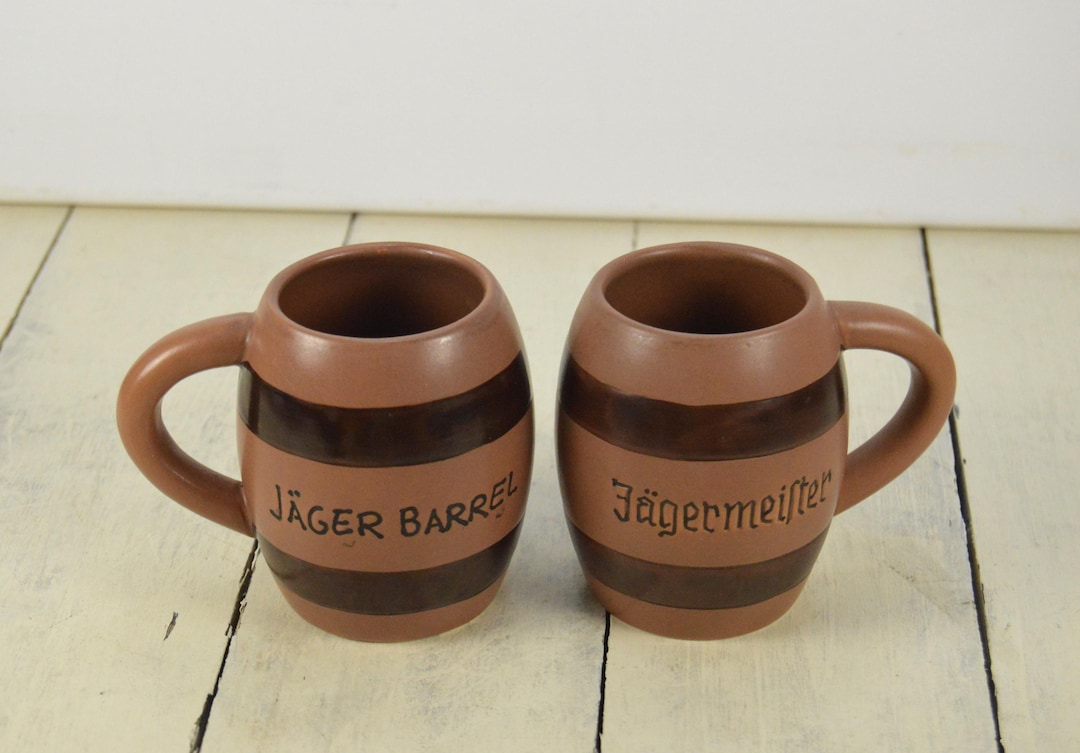 Set of 2 Jagermeister 5 Oz Jager Barrel Mugs Shot Glasses 3", Brown ...