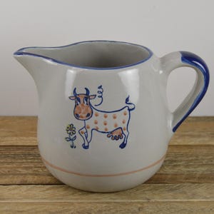 Louisville Stoneware POLKA DOT COW 32 Oz Pitcher, 5.25", Gray Stoneware ...